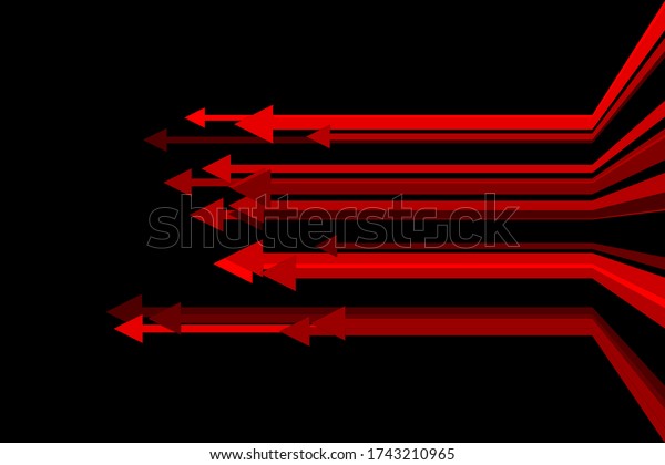 Red Arrow Perspective View On Black Stock Illustration 1743210965 ...