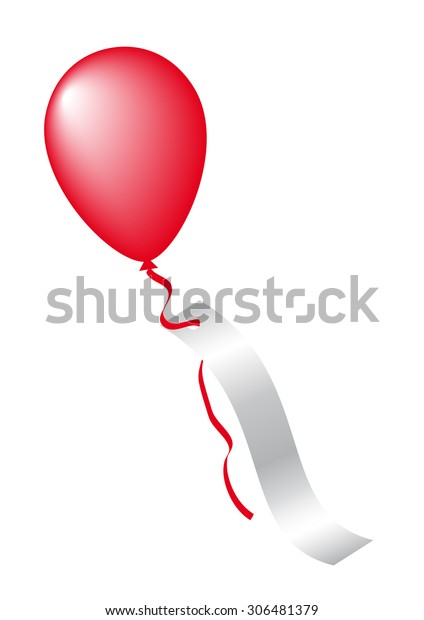 Red Balloon Note Attached Flying Left Stock Illustration 306481379 ...