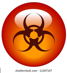 Red Biohazard Logo On Red Button Stock Illustration 11347147
