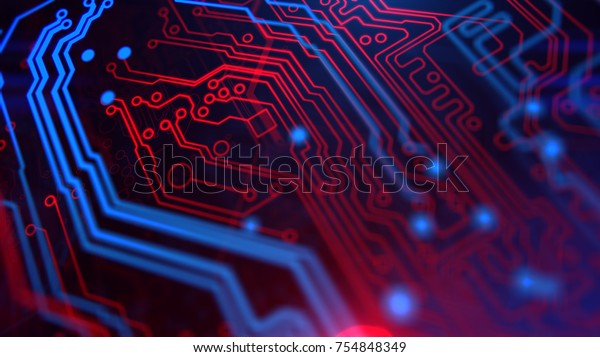Red Blue Digital Integrated Technology Technological Stock Illustration ...