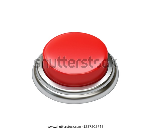 Botón rojo aislado en fondo blanco. Representación 3D con ruta de recorte