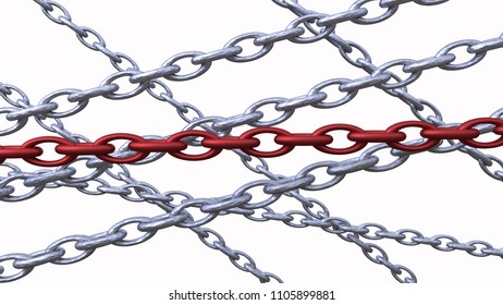 Red Chain Silver Chains Background 3d Stock Illustration 1105899881 ...