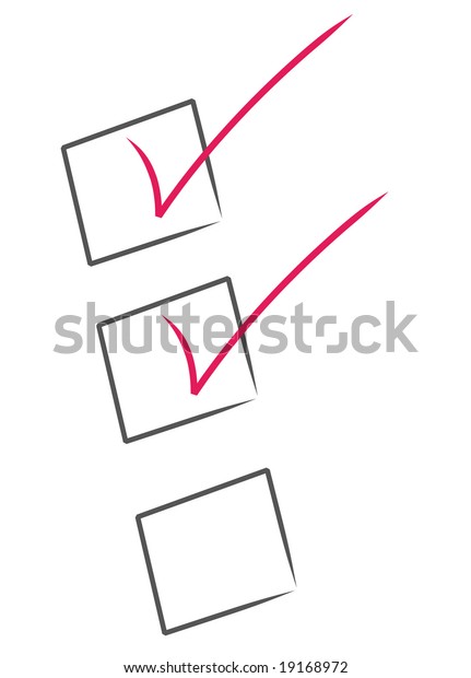 red check marks inside black boxes - check list partially complete