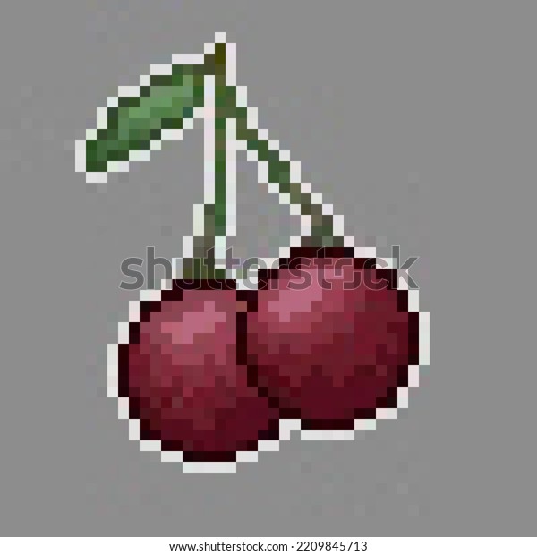 Red Cherry Pixel Art 50 By Stock Illustration 2209845713 | Shutterstock