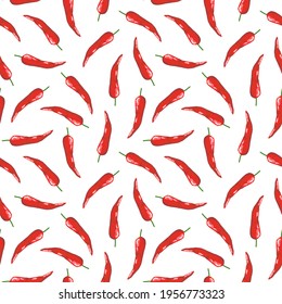 Red Chilli Seamless Pattern On White Stock Illustration 1956773323 ...