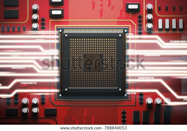 Red Circuit Board Processor On Concept Stock Illustration 788840053 ...