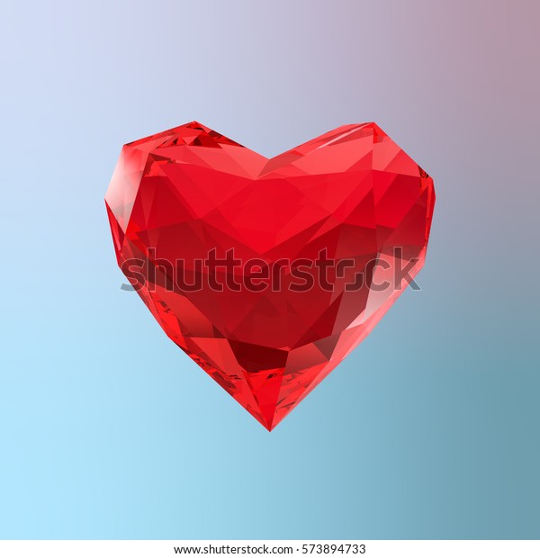Red Crystal Hart On Gradient Background Stock Illustration 573894733 ...