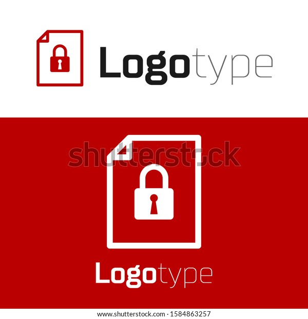 Red Document Lock Icon Isolated On Stock Illustration 1584863257 ...