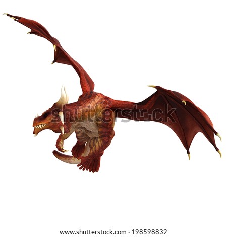 Red Dragon Flying Side View Stock Illustration 198598832 - Shutterstock
