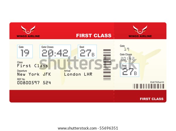 Red First Class Plane Ticket Gate Stock Illustration 55696351