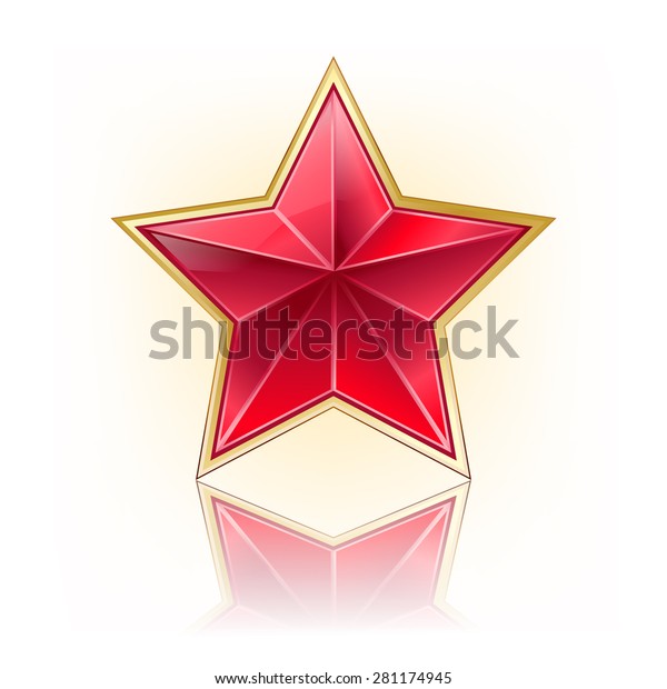 Red Five Corner Star Golden Border Stock Illustration 281174945 ...