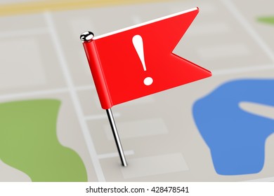 Red Flag Exclamation Mark On Map Stock Illustration 428478541 | Shutterstock