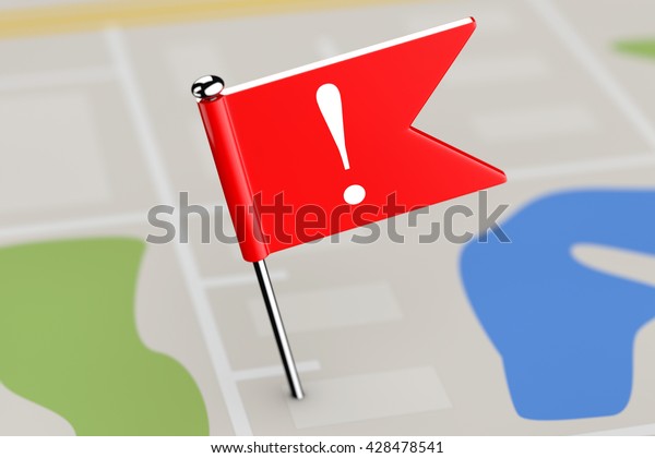 Red Flag Exclamation Mark On Map 스톡 일러스트 428478541 | Shutterstock