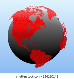 Red Globe World Map Derived Nasa Stock Illustration 134160143