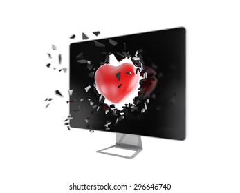Red Heart Destroy Computer Screen: ภาพประกอบสต็อก 296646740 | Shutterstock