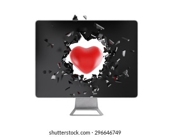 Red Heart Destroy Computer Screen: ภาพประกอบสต็อก 296646740 | Shutterstock
