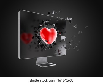 Red Heart Destroy Computer Screen Technology Stock Illustration 364841630 | Shutterstock