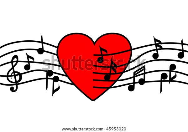Red Heart Musical Notes Stock Illustration 45953020
