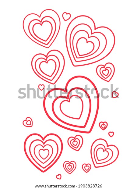 Red Heart Shape Overlapping Vector On Stock Illustration 1903828726 ...