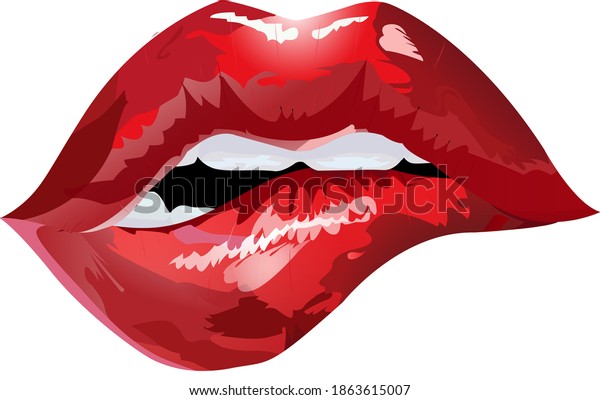 Red Hot Lips Kiss Illustrator Art Stock Illustration 1863615007