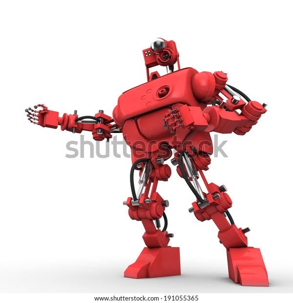 Red Humanoid Robot Demonstrates Something Stock Illustration 191055365 ...