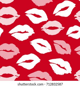 Red Kiss Lips Pattern Seamless Illustration Stock Illustration ...