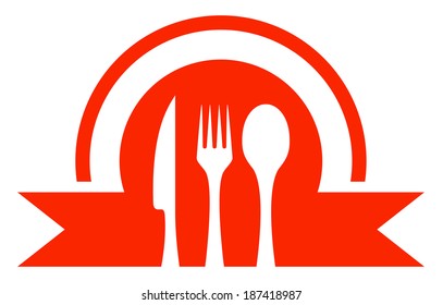 Red Kitchen Ware Icon Restaurant Symbol Stock Illustration 187418987 ...