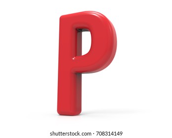 3d Cute Red Metallic Letter P Stock Illustration 393176542