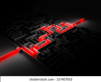 Red Path Across Labyrinth Stock Illustration 157407053 | Shutterstock