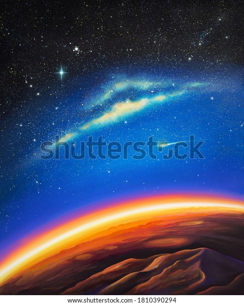 Red Planet Landscape Surface Planet Craters Stock Illustration ...