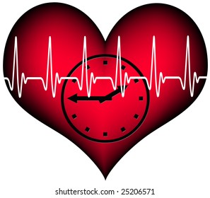 Red Plastic Heart Clock Inside Heartbeat Stock Illustration 25206571 ...