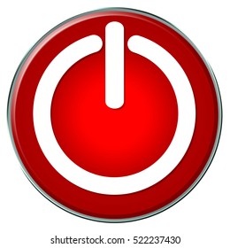 Red Power Button On White Background Stock Illustration 522237430 ...