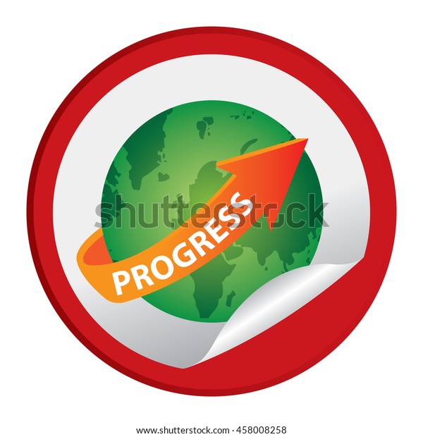 Red Progress Arrow Around World Infographics Stock Illustration ...