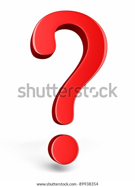 red question mark render (isolated on white and clipping path)