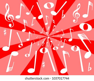 Red Ray Background Musical Notes Stock Illustration 1037017744 ...