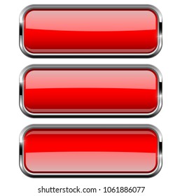 Red Rectangle Buttons Bold Chrome Frame Stock Illustration 1061886077 ...