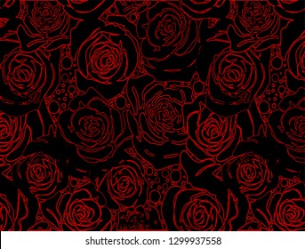 Red Rose Pattern Stock Illustration 1299937558 | Shutterstock