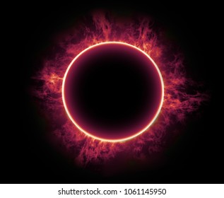 Red Solar Eclipse On Black Background Stock Illustration 1061145950 ...