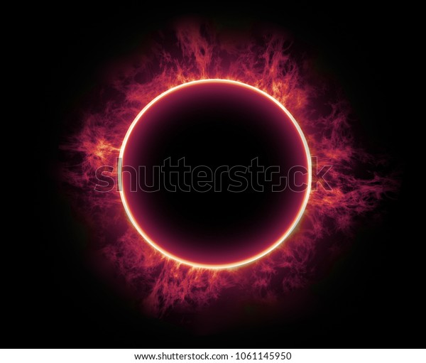 Red Solar Eclipse On Black Background Stock Illustration 1061145950 ...