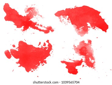 Set Red Painted Splotches Vector Illustration: vector de stock (libre ...