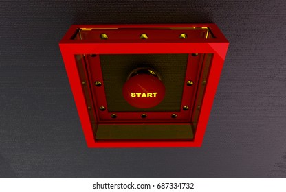 Red Start Button Armored Box3d Illustration Stock Illustration ...