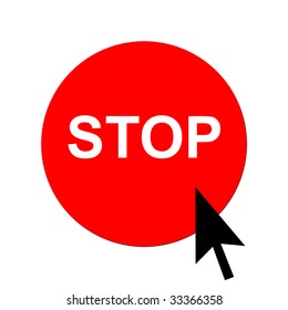 Red Stop Button Black Cursor Isolated Stock Illustration 33366358 ...