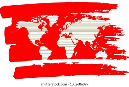 Red Trace Wold Map Lines Stock Illustration 1802686897 | Shutterstock