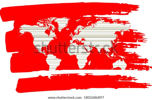 Red Trace Wold Map Lines Stock Illustration 1802686897 | Shutterstock