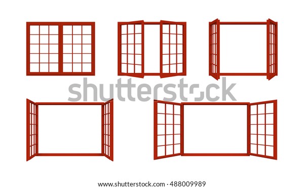 Red Window Frame Isolated On White Stock Illustration 488009989 ...