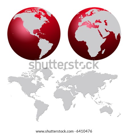 Red World Globe World Map Stock Illustration 6410476 - Shutterstock