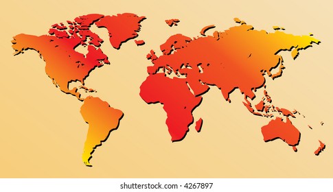 Vektor Stok Red World Map Vector (Tanpa Royalti) 4271842 | Shutterstock