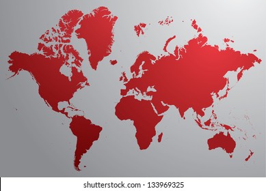 Red World Map Gray Background Stock Illustration 133969325 | Shutterstock