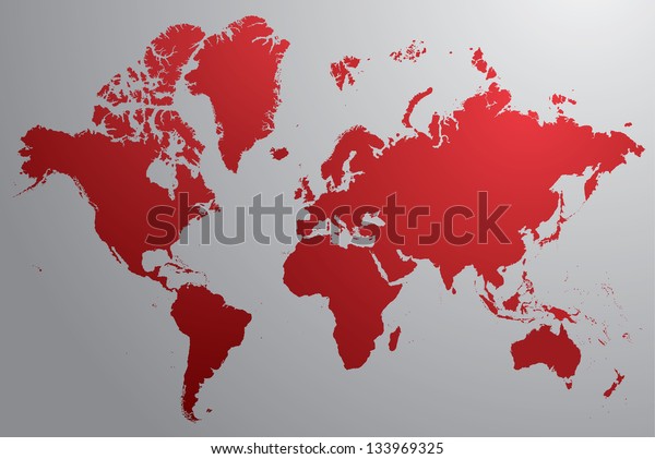 Red World Map Gray Background Stock Illustration 133969325