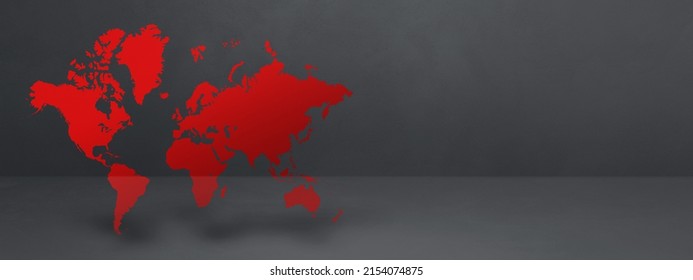 Red World Map Isolated On Black Stock Illustration 2154074875 ...